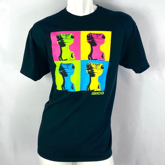 Gildan | Shirts | Gildan Geico Neon Logo Graphic Black Xl Tshirt | Poshmark